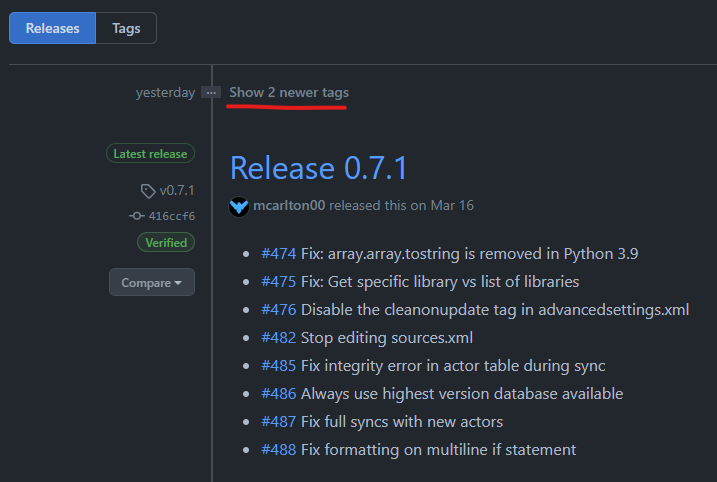 Last Couple Of Releases Not Being Documented On Github · Issue 519 · Jellyfinjellyfin Kodi