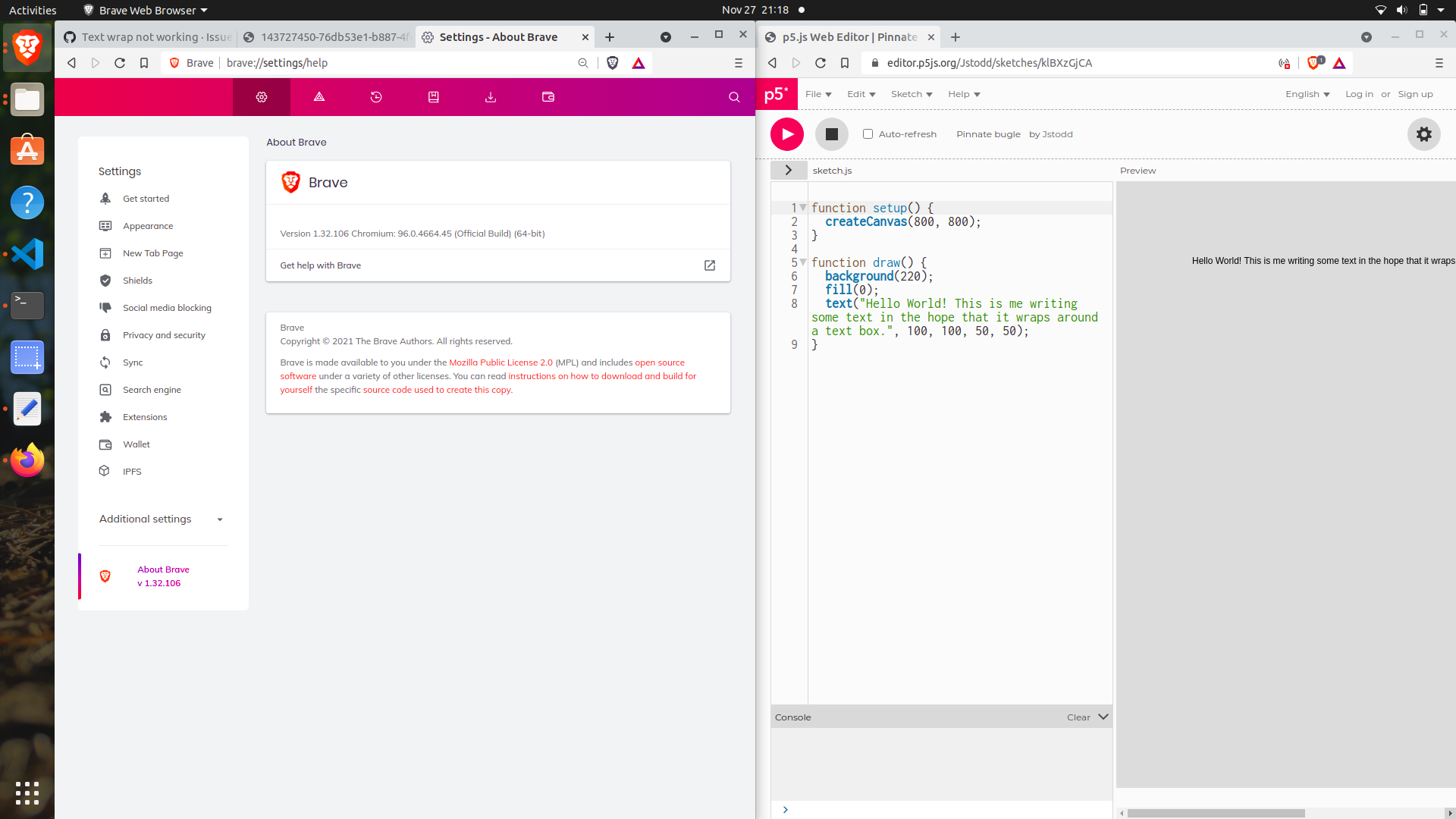 Text wrap not working · Issue #5478 · processing/p5.js · GitHub