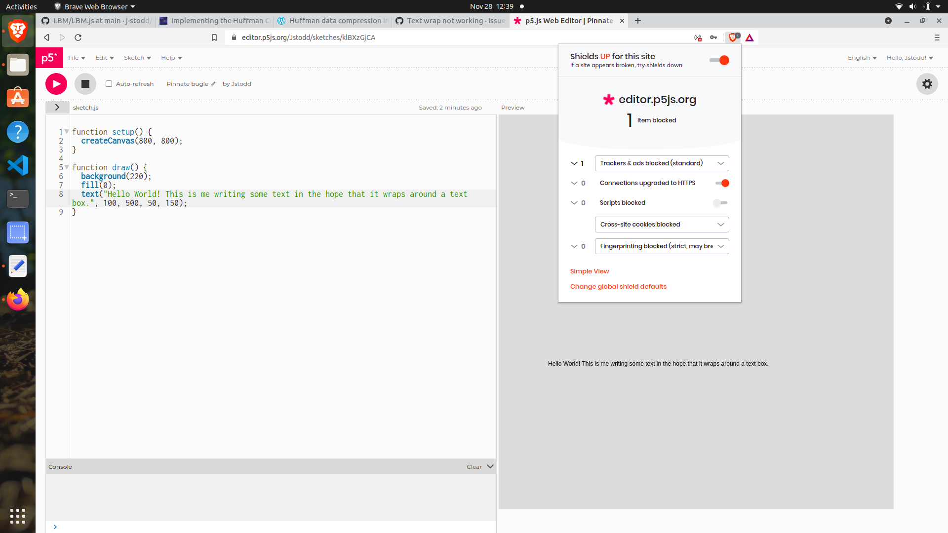 Text wrap not working · Issue #5478 · processing/p5.js · GitHub