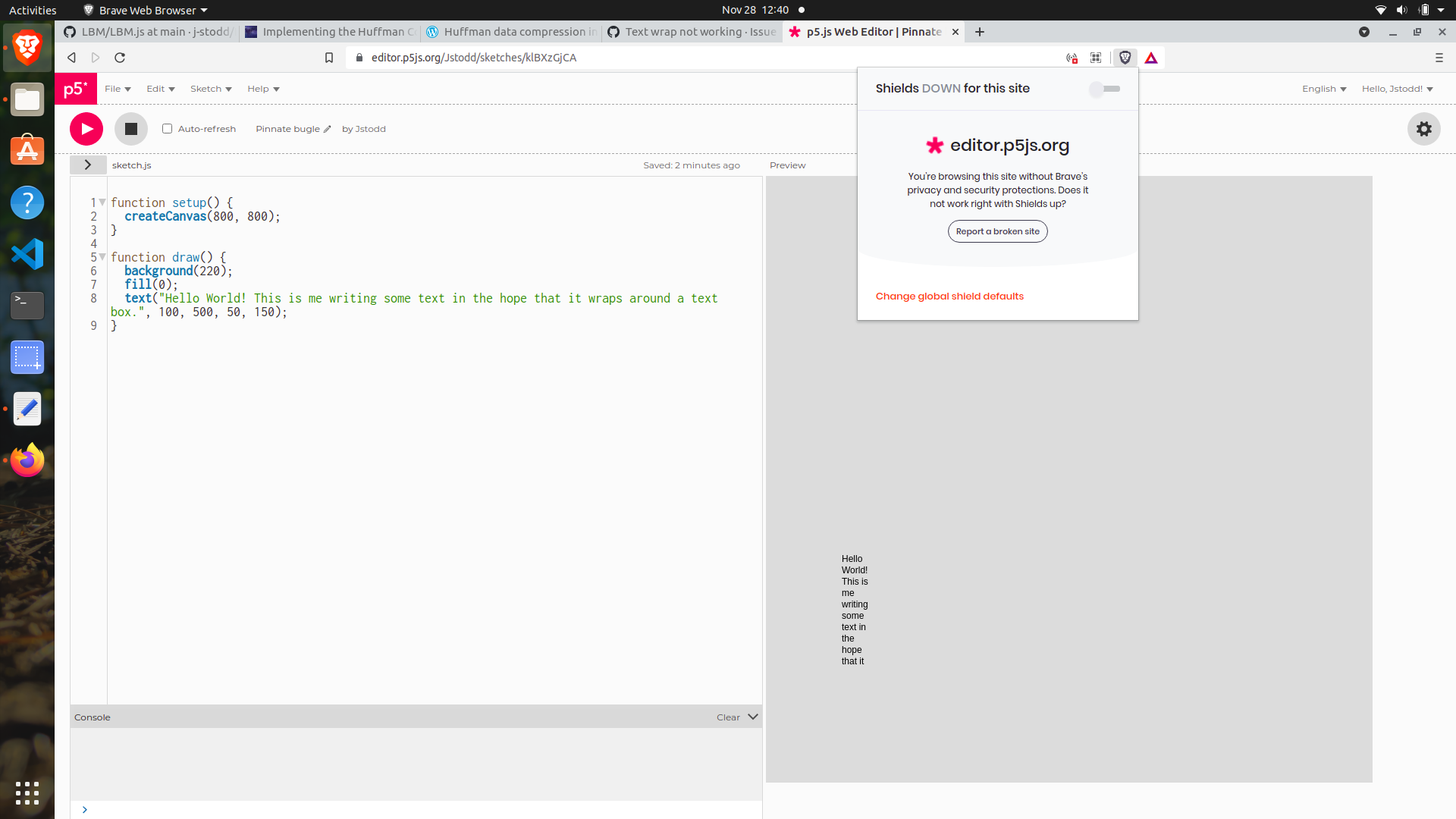 Text wrap not working · Issue #5478 · processing/p5.js · GitHub