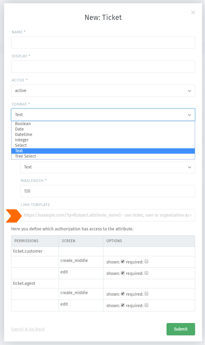 clickable URL (template) for ObjectManager Attribute · Issue #2103 · zammad/zammad · GitHub