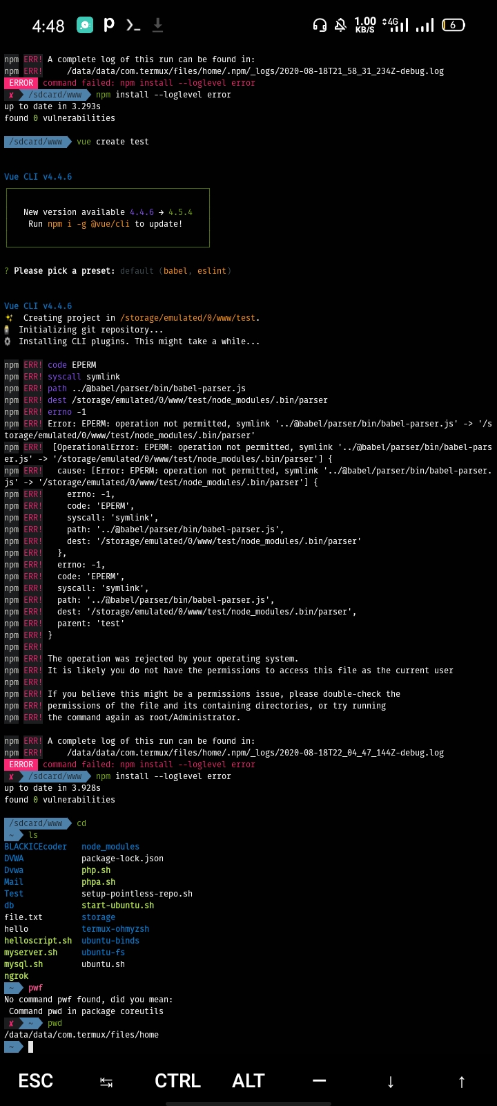 Npm not work at sdcard even though access to storage. · Issue #5705 · termux/termux-packages ...