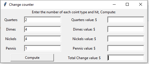 GitHub - DhiaAkermii/python-tkinter-change-counter: Creation of change ...