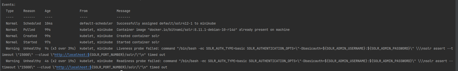 solr pods in state 0/1 · Issue #10377 · bitnami/charts · GitHub
