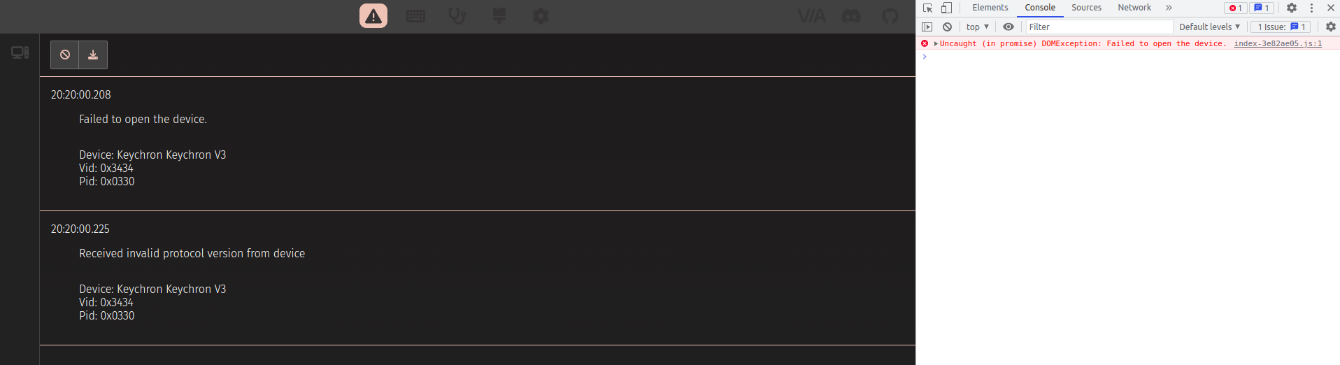 Domexception Failed To Open The Device · Issue 93 · The Viaapp · Github