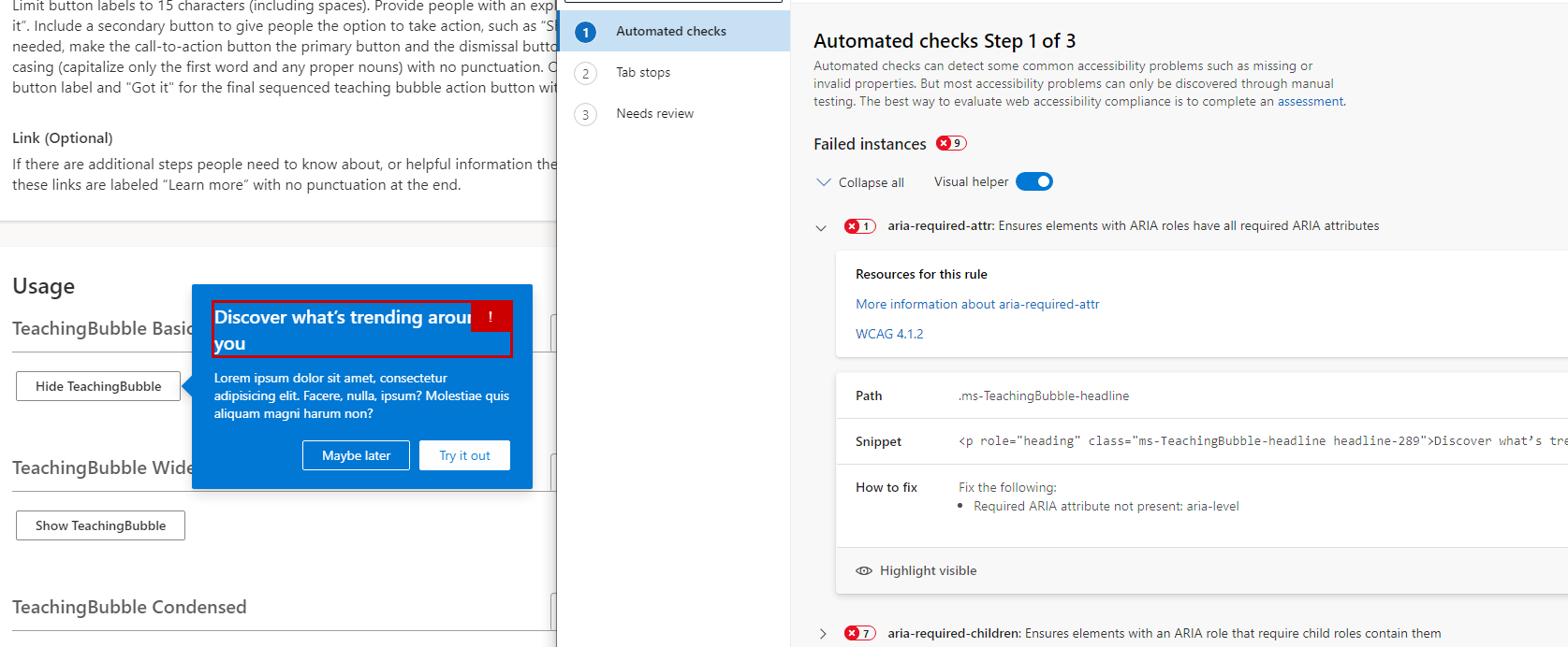 TeachingBubble header tag need be corrected · Issue #19136 · microsoft/fluentui · GitHub
