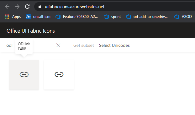 ODLink(E4BB) &ODLink12(E4BC) icons missing in fabric · Issue #15026 · microsoft/fluentui · GitHub