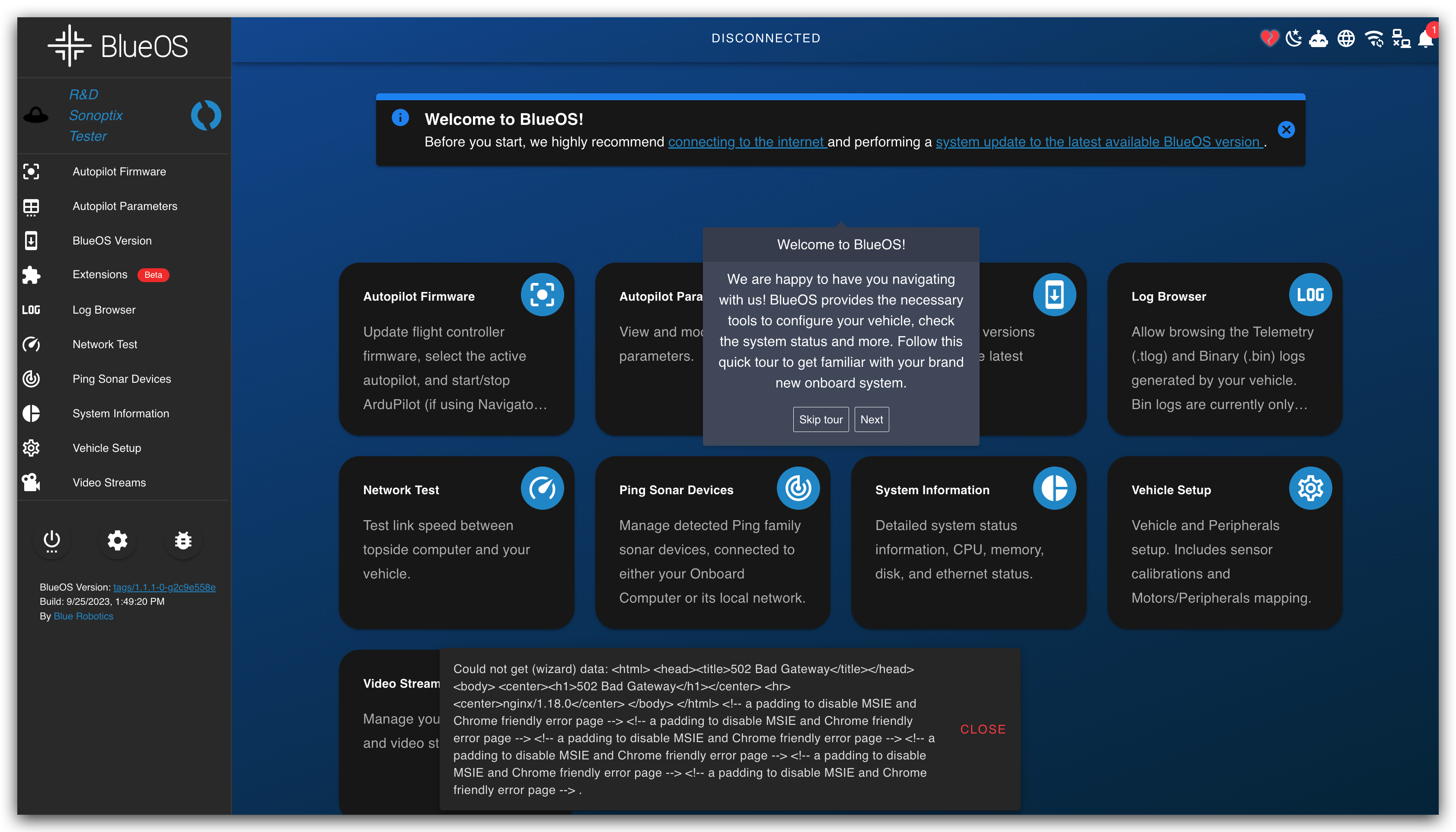 Wizard is throwing a strange notification · Issue #2148 · bluerobotics/BlueOS · GitHub