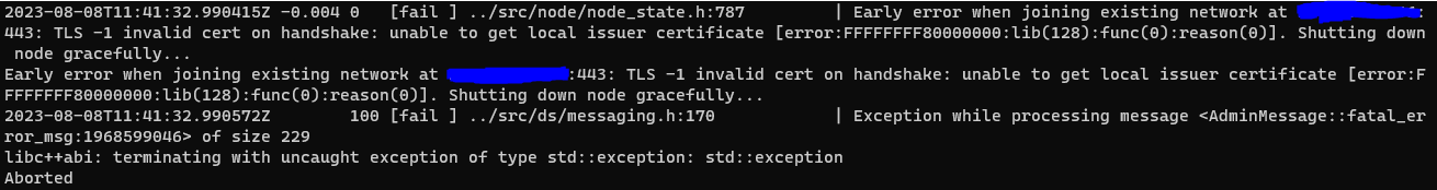 Error joining node to network with ACME endorsed certificate · Issue #5515 · microsoft/CCF · GitHub