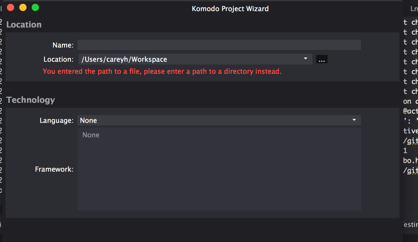 New Project dialog opens with validation warning with no changes from user · Issue #3510 ...