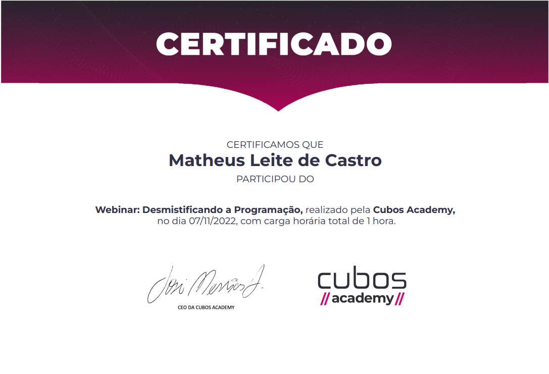 GitHub - matheuslei/Certificados: Repositório para certificados