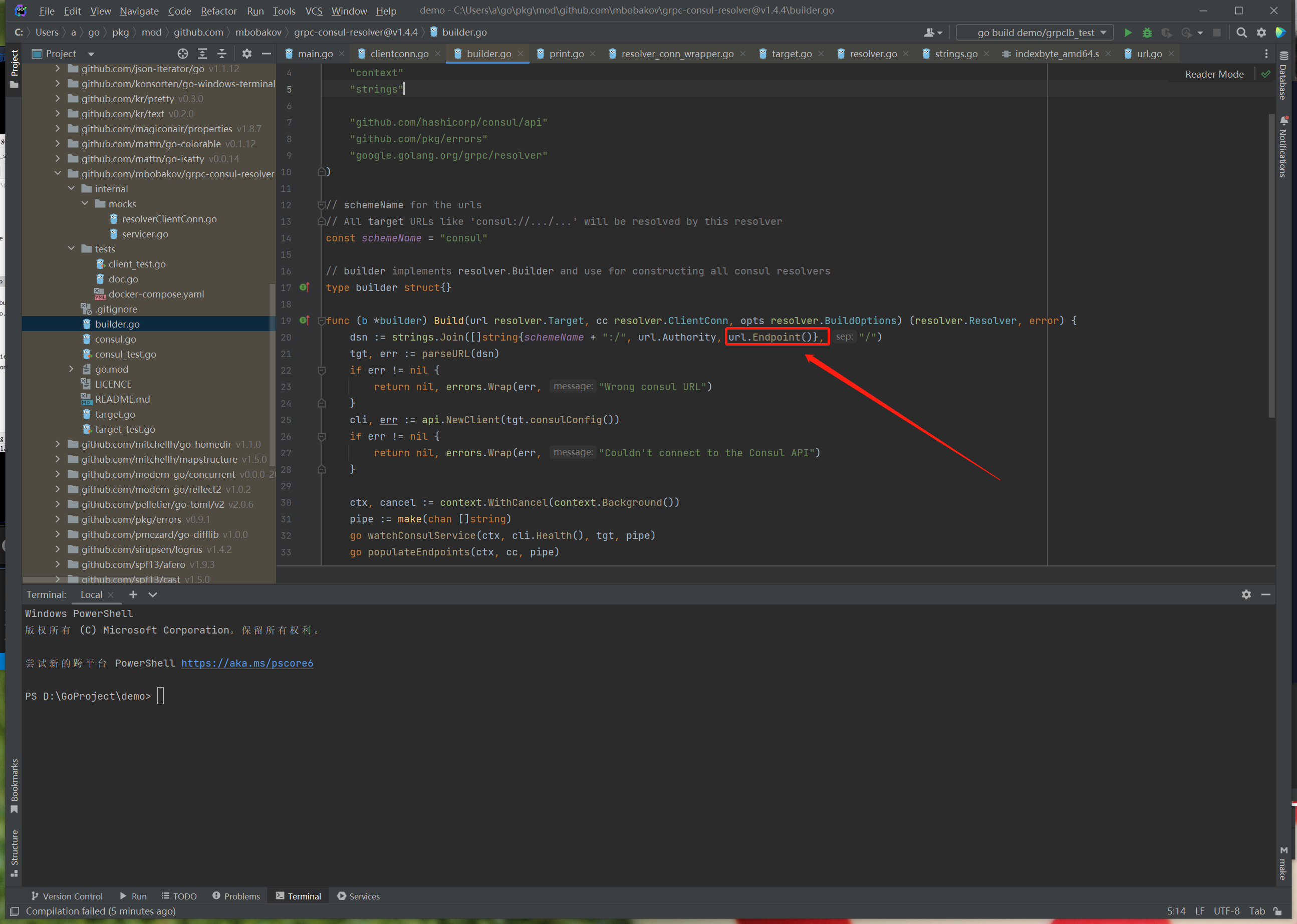 Cannot Use Urlendpoint Value Of Type Func String As Type String In
