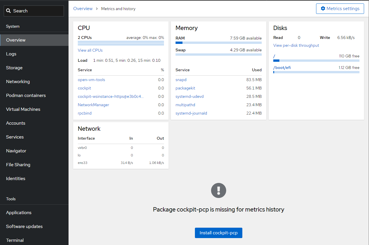 Metrics and history show exceptions · Issue #18862 · cockpit-project/cockpit · GitHub