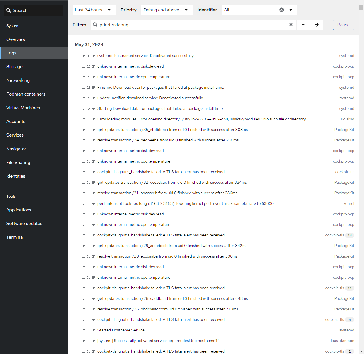 Metrics and history show exceptions · Issue #18862 · cockpit-project/cockpit · GitHub