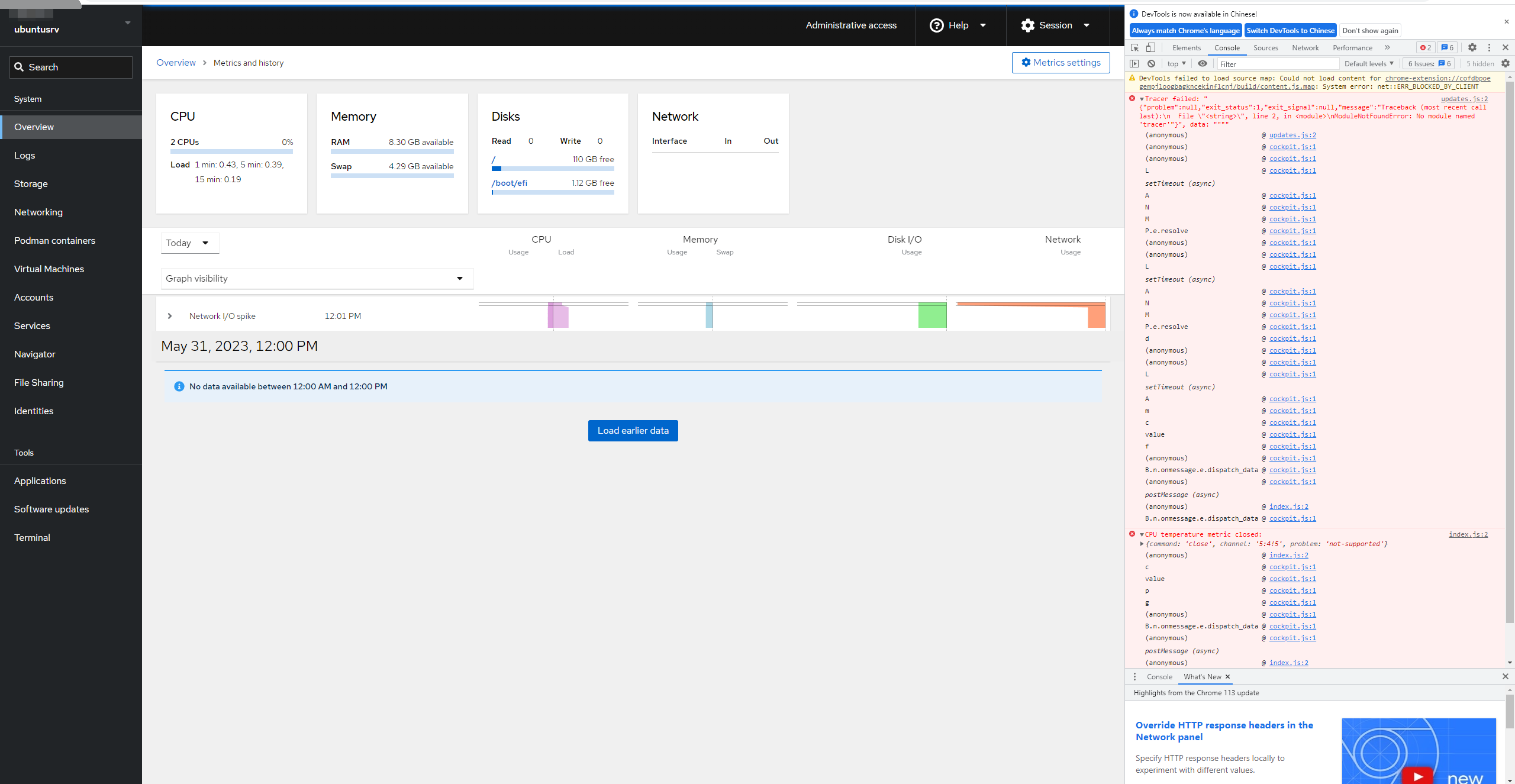 Metrics And History Show Exceptions · Issue 18862 · Cockpit Project Cockpit · Github