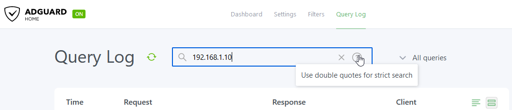 Query Log problem with ip address filtering · Issue #4752 · AdguardTeam ...