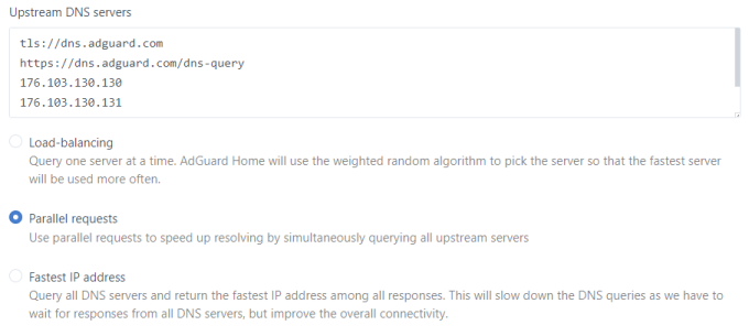 Upstream DNS servers options · Issue #1800 · AdguardTeam/AdGuardHome · GitHub