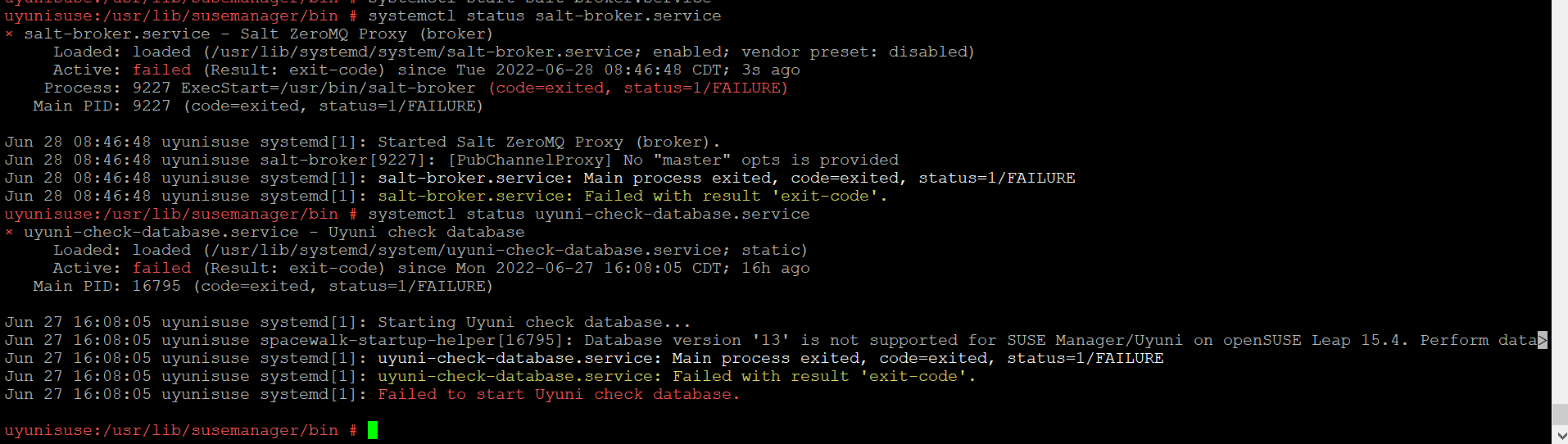 Bugreport - Uyuni-check-database fails · Issue #5149 · uyuni-project/uyuni · GitHub