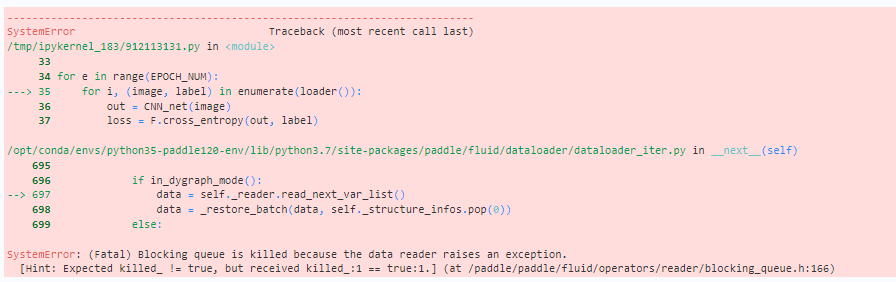 paddle.io.Dataloader()实例化后，循环取数据报错。 · Issue #53264 · PaddlePaddle/Paddle · GitHub