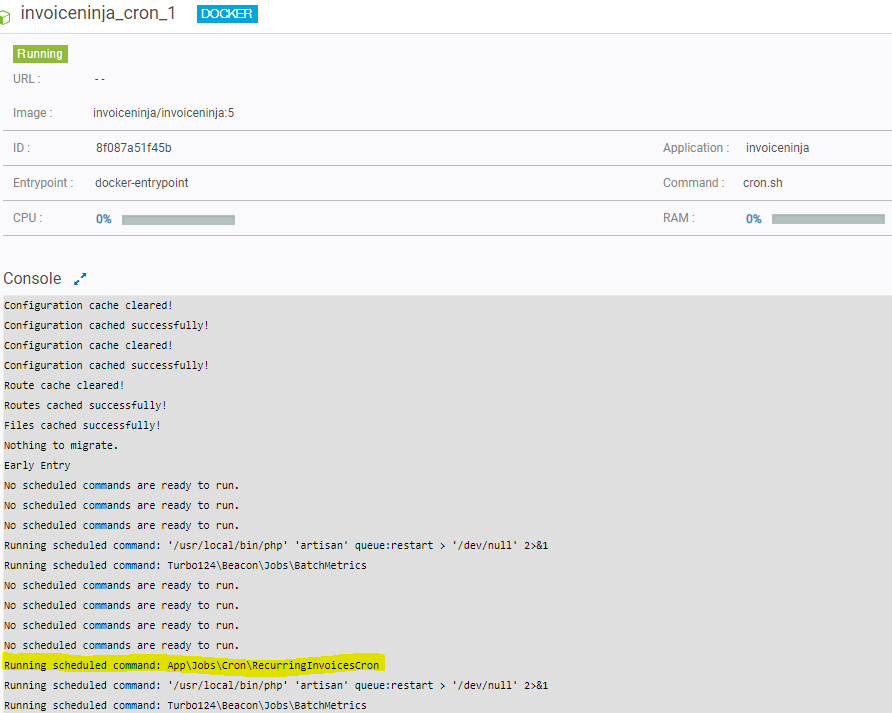 Recurring Invoices are not generating Invoices on Docker · Issue #242 · invoiceninja/dockerfiles ...