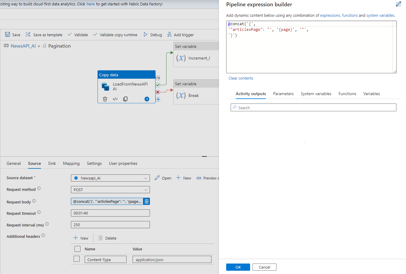 Copy Activity Unable To Reference Pagination Variable In Request Body · Issue 610 · Azure