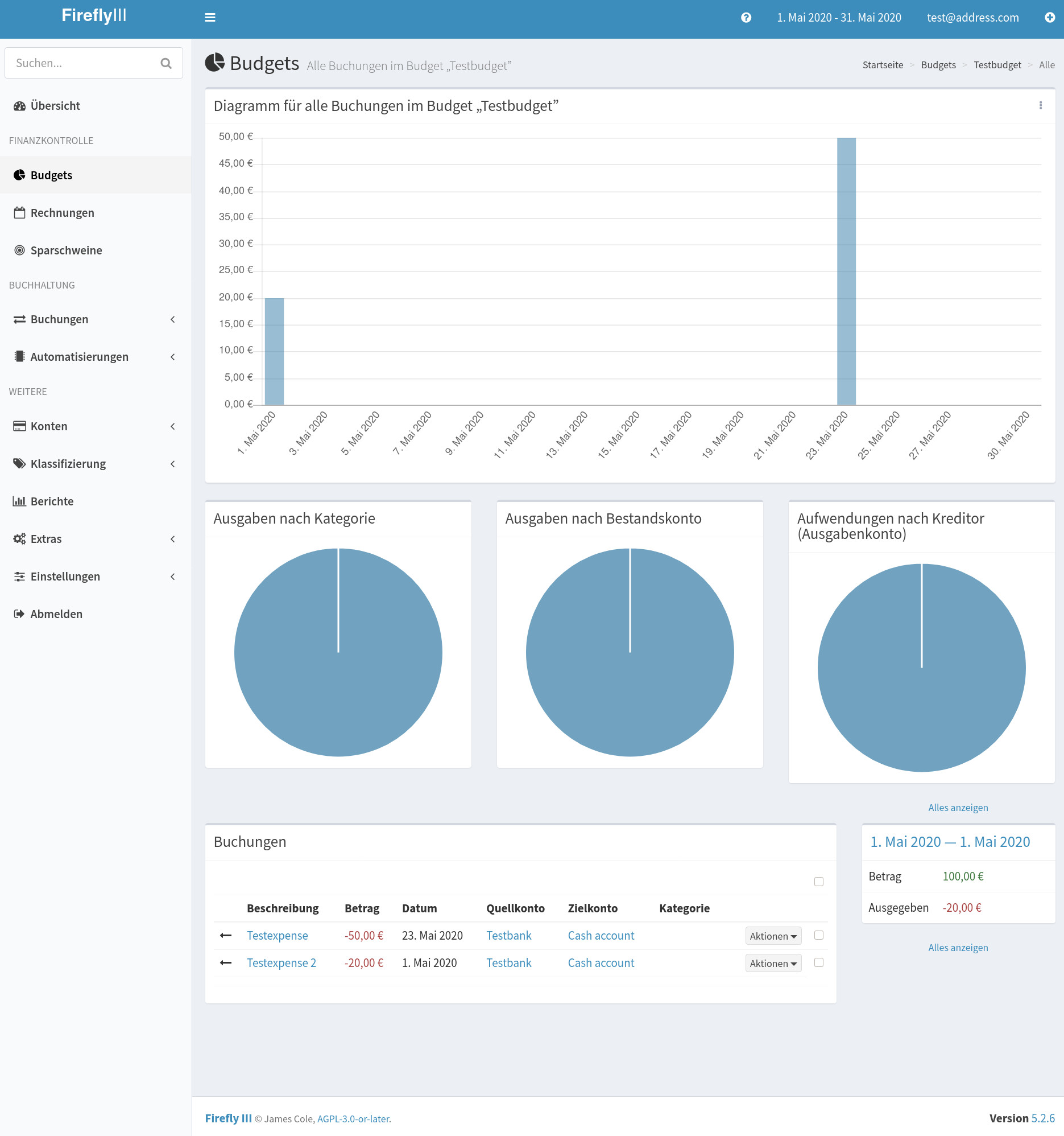 Running FireflyIII on Unraid, Budgets and Spending Report for April ...