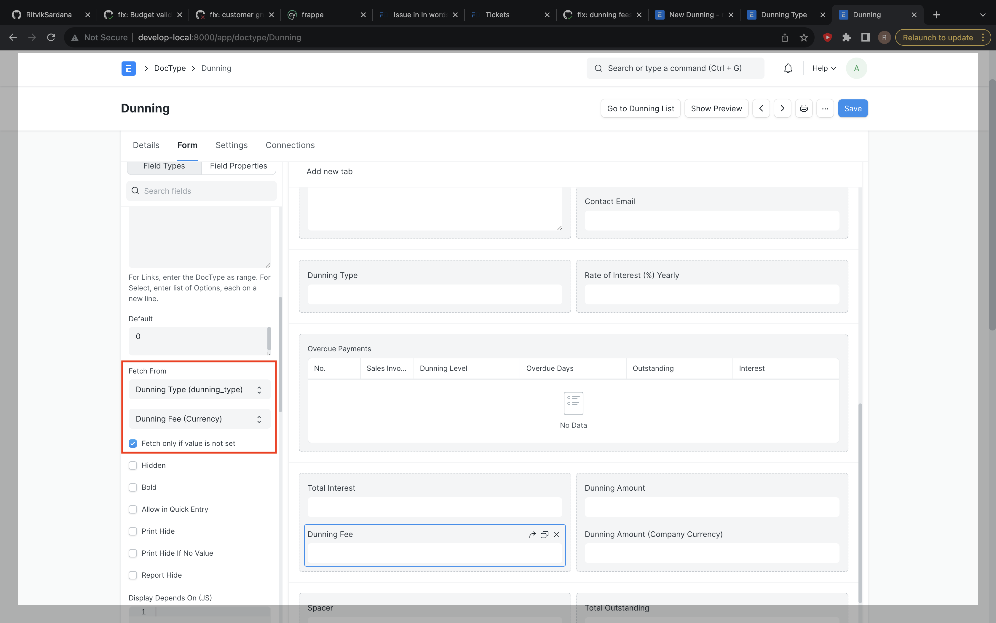 Dunning fees and interest not updated when changing dunning type · Issue #37397 · frappe/erpnext ...