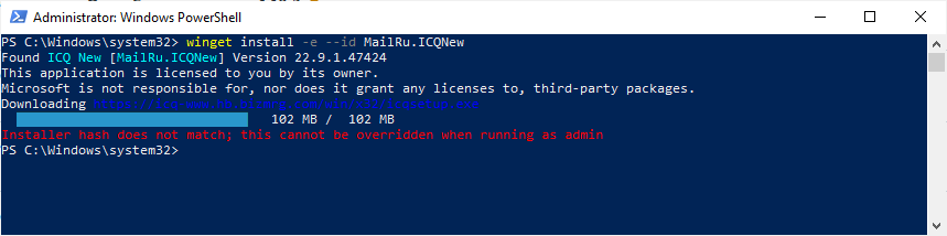 [Package Issue]: MailRu.ICQNew · Issue #85189 · microsoft/winget-pkgs · GitHub