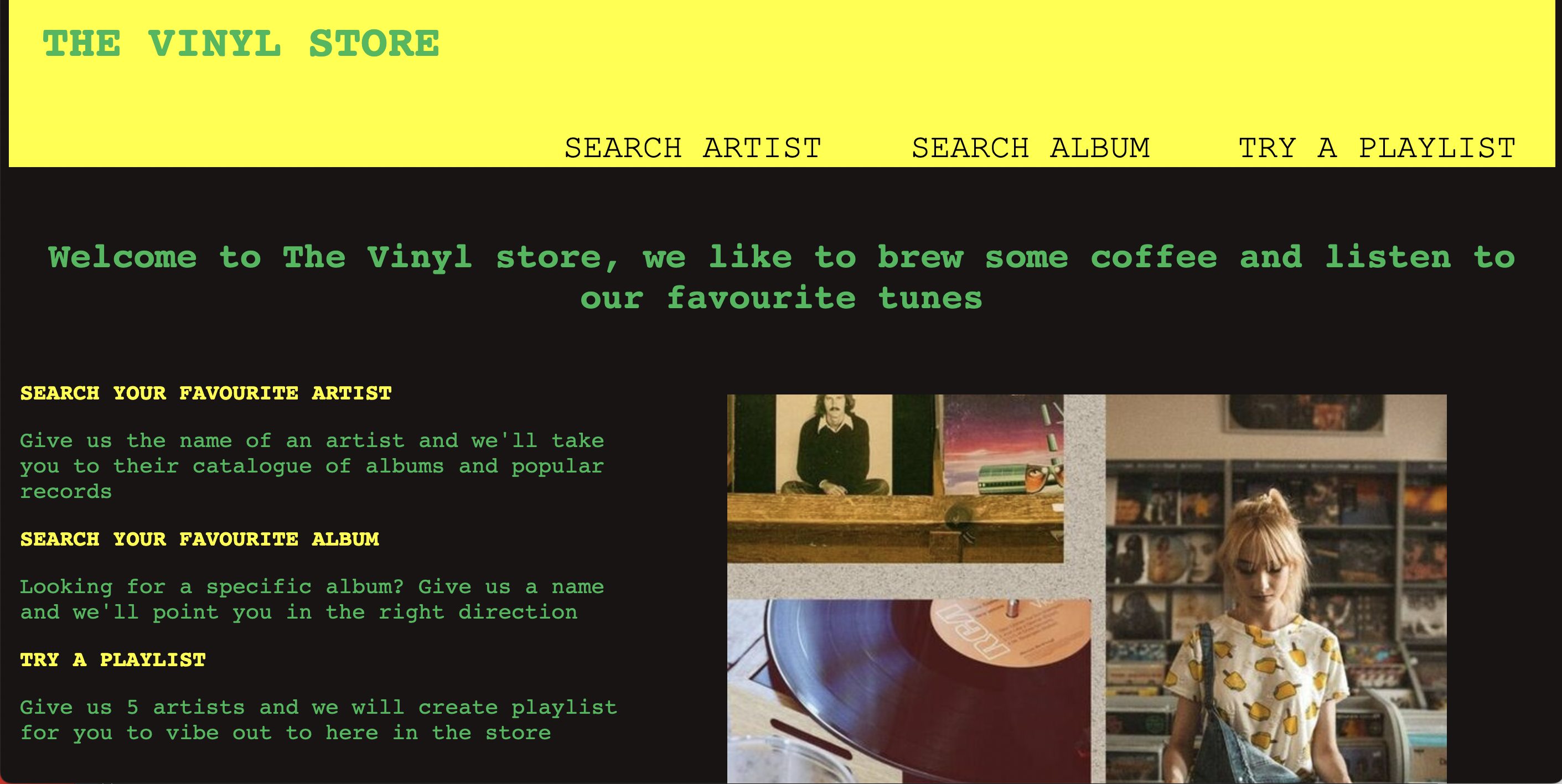GitHub - Kudzmat/The-Vinyl-Store: Music streaming full stack flask app built with Spotify api