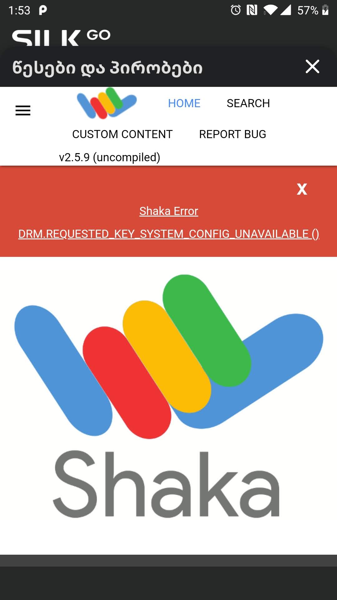 Shaka Player Does Not Works In Android WebView error 6001 But Works