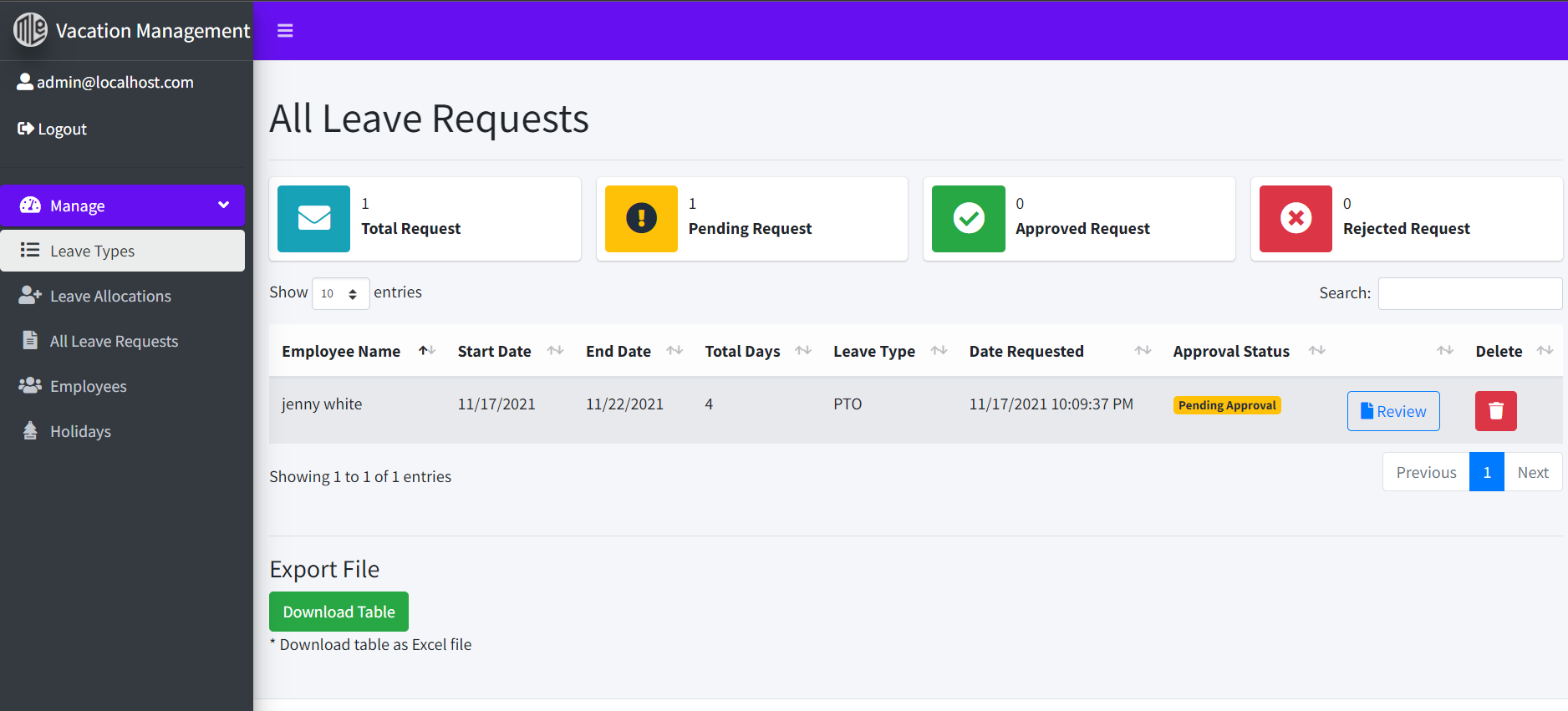 GitHub - tknle/MLE-leave-management-system: Vacation management