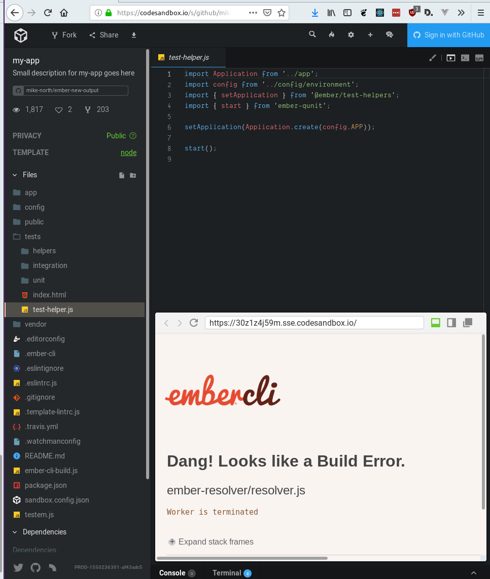 Ember Template Is Broken · Issue #1560 · codesandbox/codesandbox-client · GitHub
