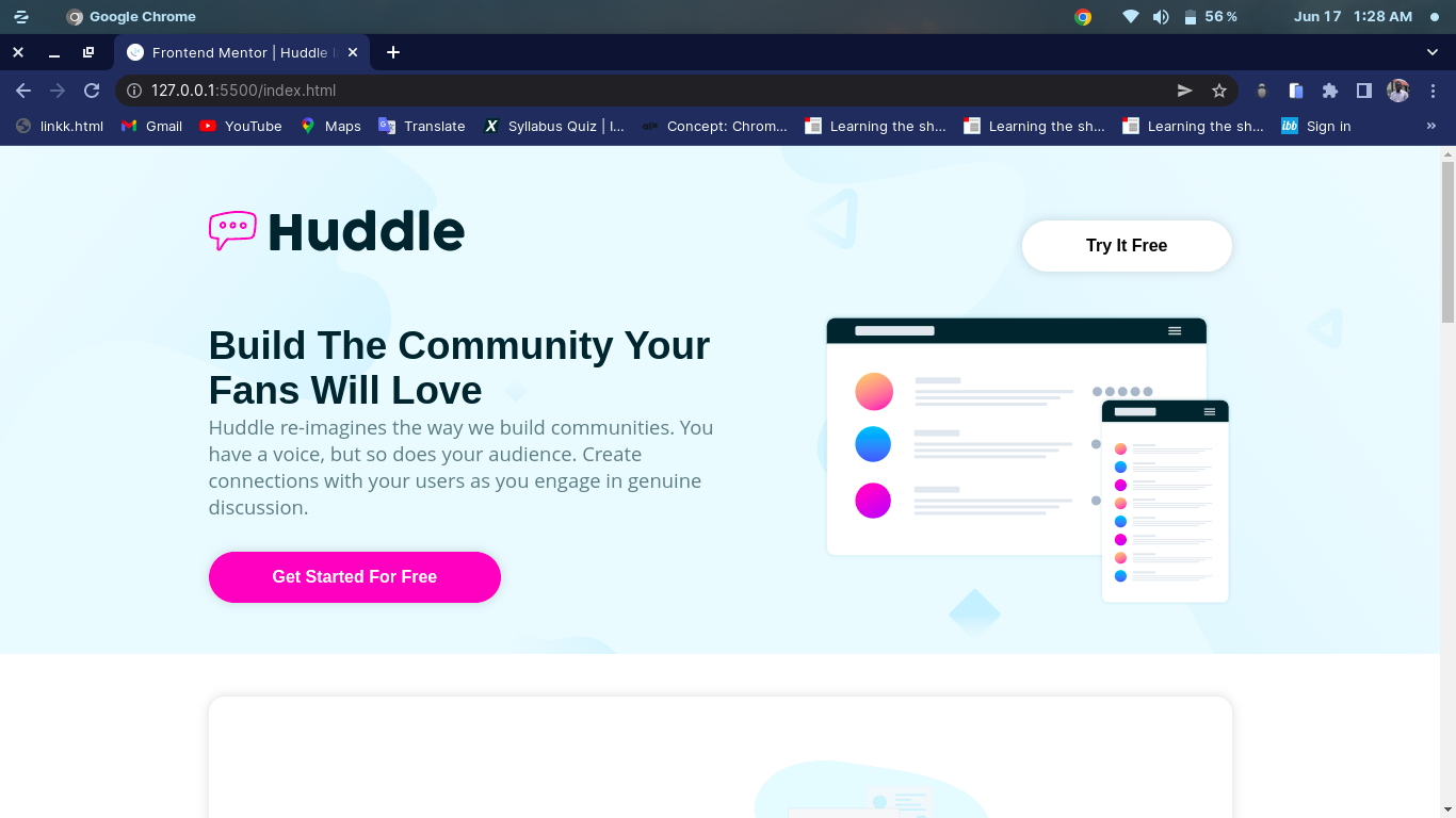 GitHub - yusfate4/Huddle_landing_page