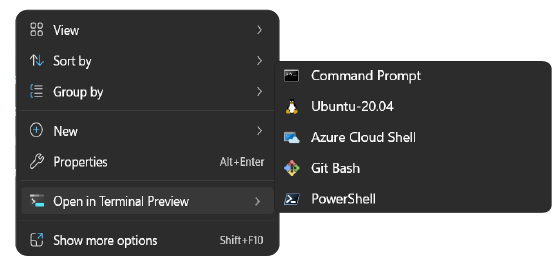 Implement Cascading Menu In Open In Terminal Preview Option Inside Context Menu · Issue 
