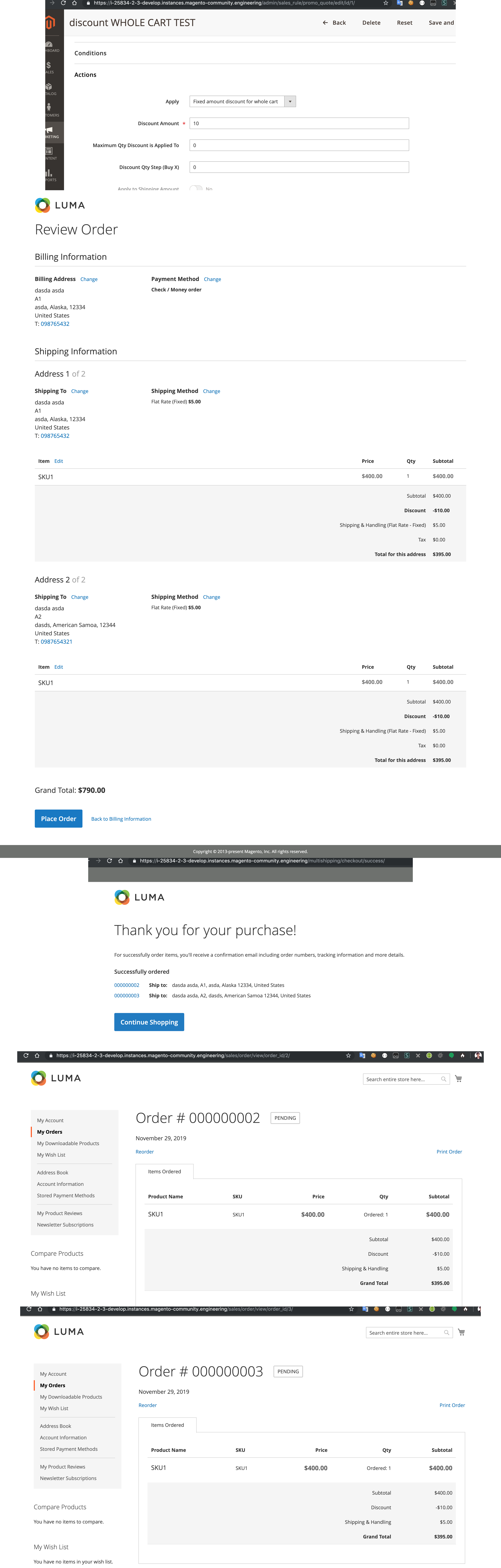 Discount fixed amount whole cart applied mutiple time when customer use Check Out with Multiple ...