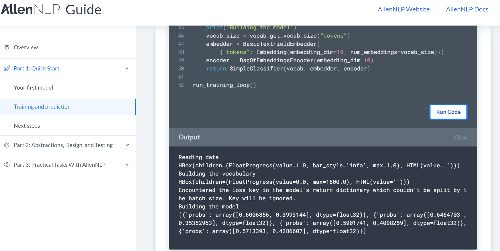 Return key is ignored in chapter "Training and Prediction" · Issue #127 · allenai/allennlp-guide ...