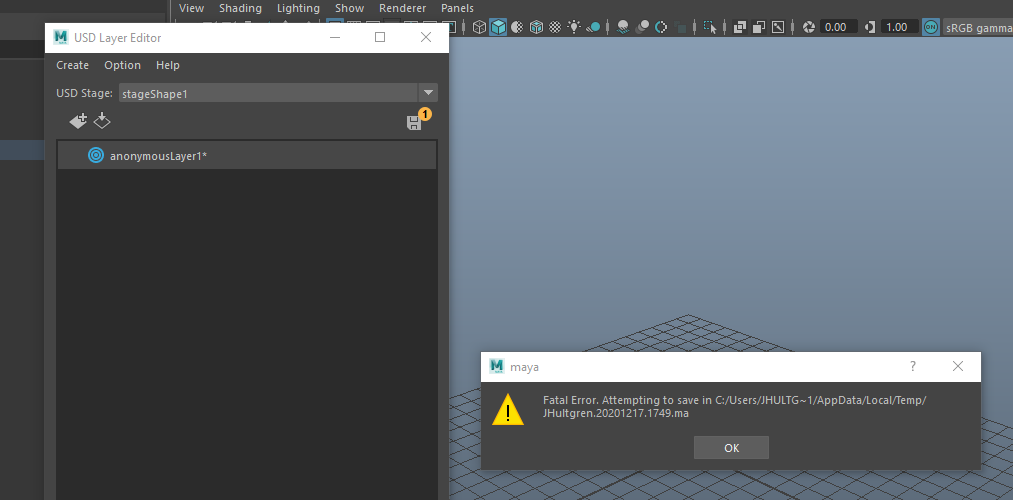 [MAYA-108960] Usd Layer Editor Fatal error · Issue #1020 · Autodesk/maya-usd · GitHub