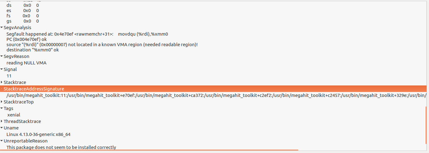megahit_toolkit segmentation fault. · Issue #165 · voutcn/megahit · GitHub
