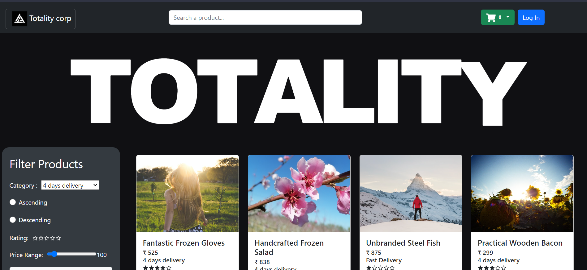 GitHub - abhishekrawe/totalitycorp-frontend-challenge: An Ecommerce Project with Search , Filter ...