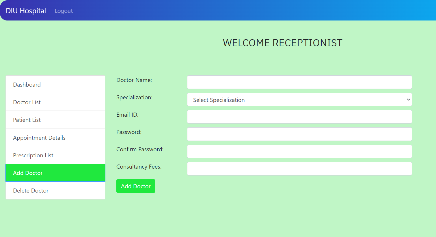 GitHub - zayidmohamedy/hospital-management-system: This project is for ...