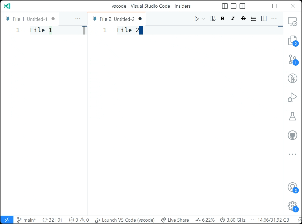 Split Window Expand On Hover · Issue 150344 · Microsoftvscode · Github 