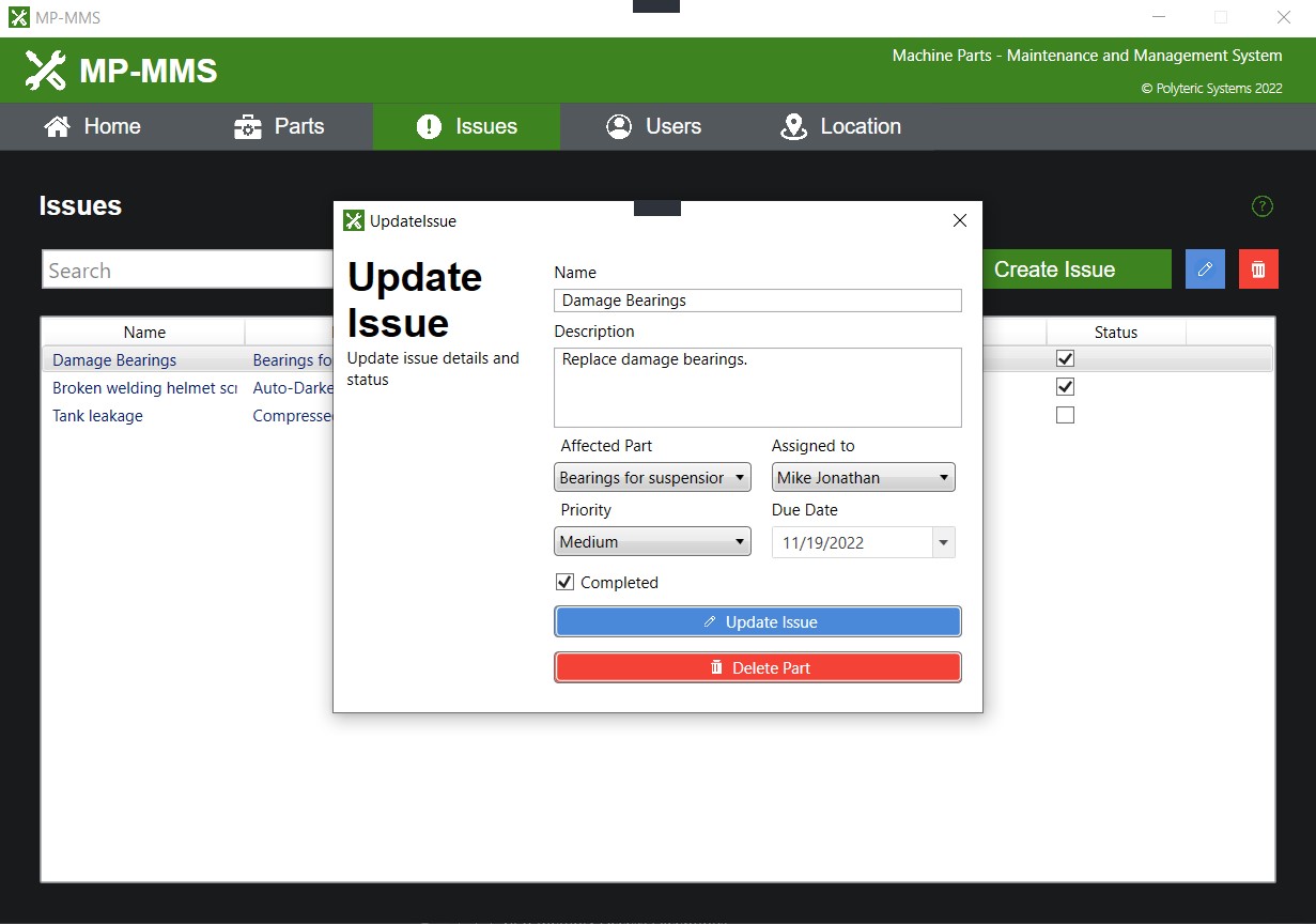 GitHub - ZadokJoshua/MP-MMS: Machine Parts - Management and Maintenance System