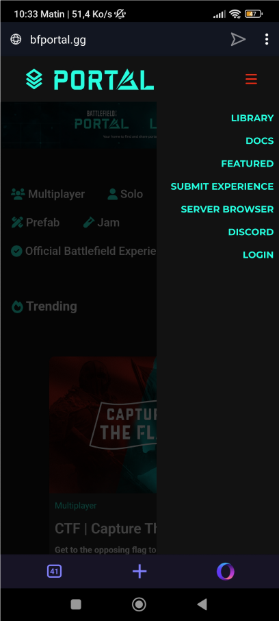 New burger menu items UI · Issue #102 · battlefield-portal-community/bfportal.gg · GitHub