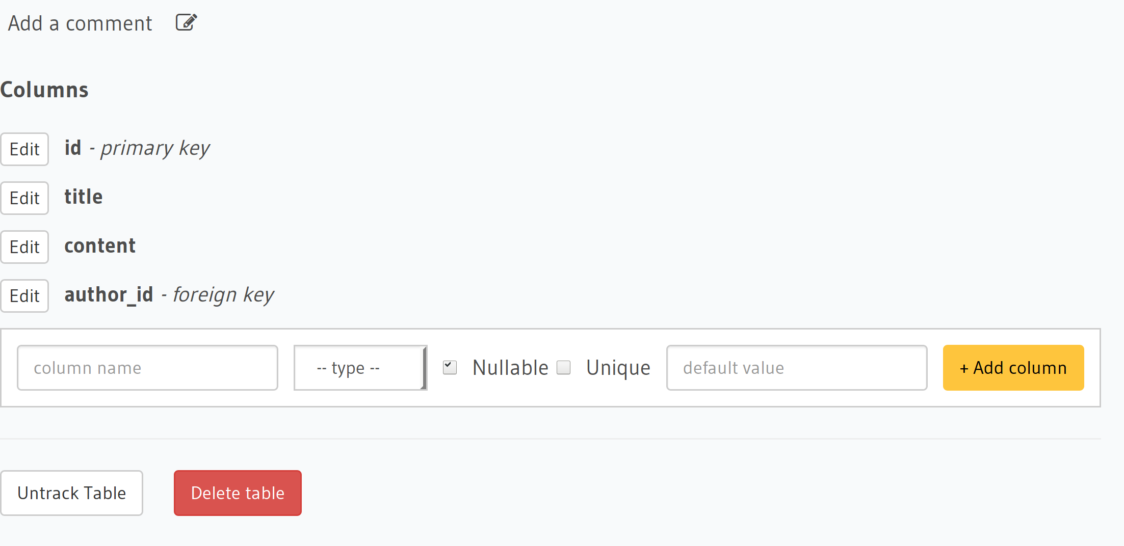 UI improvements in Modify section of a table · Issue #1096 · hasura/graphql-engine · GitHub
