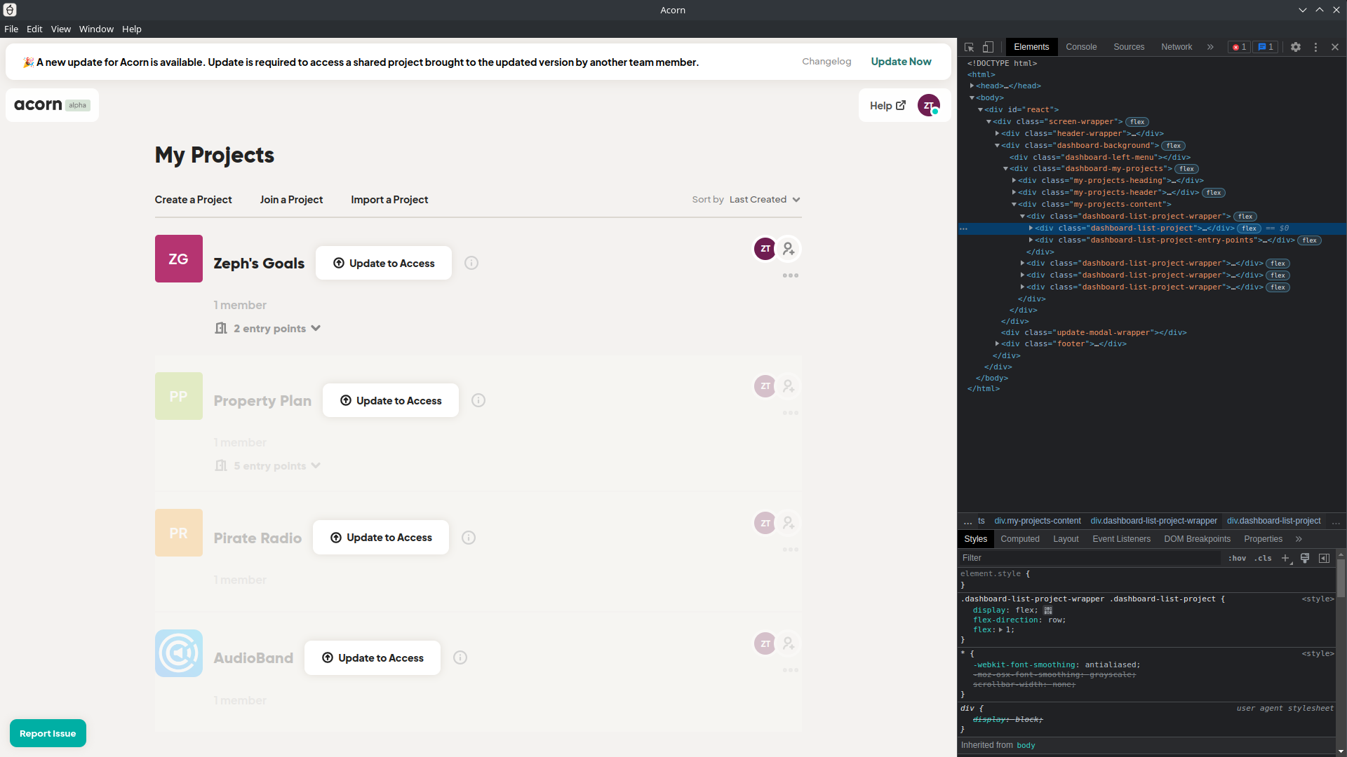 Update to access projects block can be overridden. · Issue #282 ...