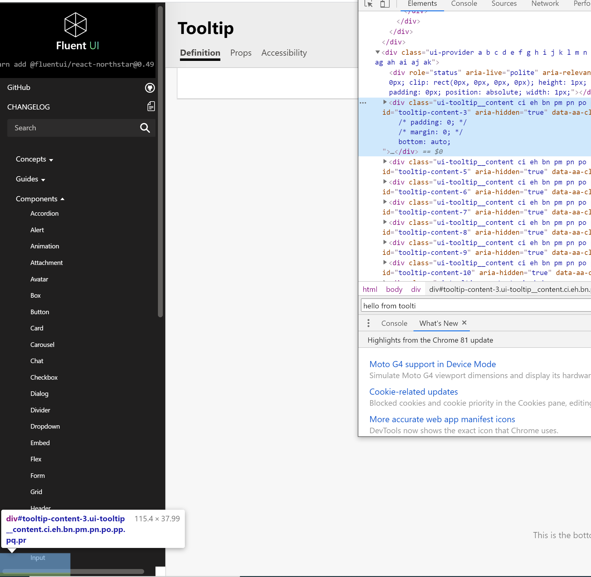 invisible Tooltip is taking up space · Issue #13235 · microsoft/fluentui · GitHub