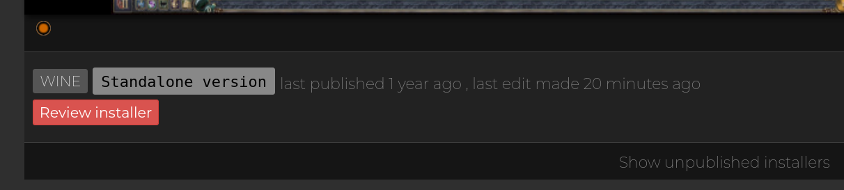 On game list page, don't show `Review installer` button to the ...
