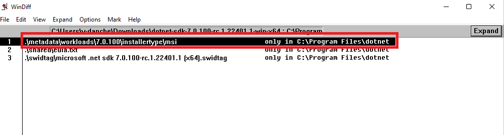 With NET7 preview 7installed, Some files are not identical in .exe installer and in .zip package ...