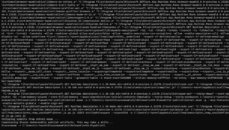 Netsdke2e Regression Publishing Blazorwasm Project Is Blocked Byemscripten Deadlocked 