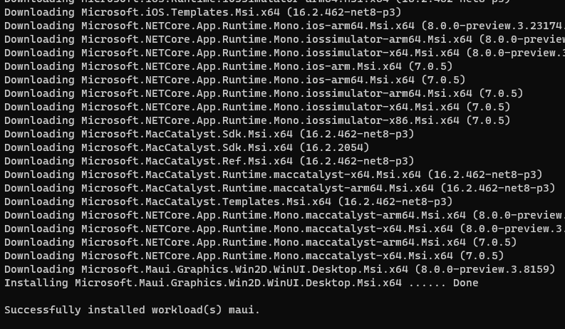 Netsdke2e Vs64 On Vs 176 Preview 3 Which Carries Net 8 Preview 2 Sdk Installing Maui
